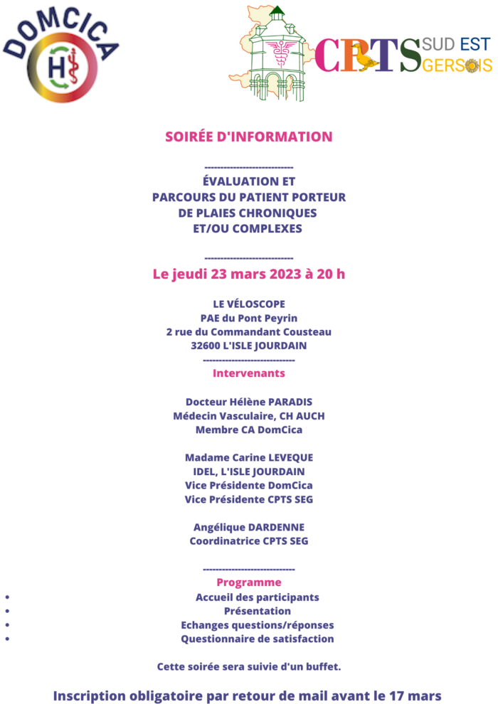 Soirée d'information Parcours du patient porteur de plaies chroniques ...